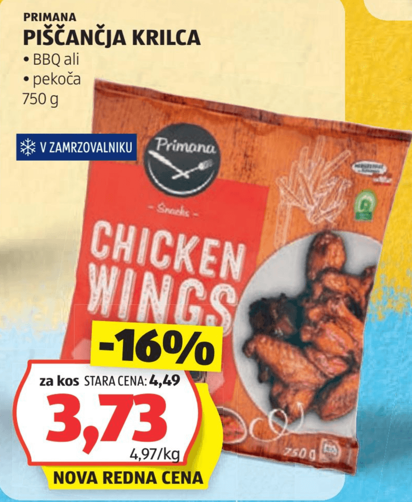 Primana Piščančja krilca 750g: Akcija (Hofer) 27.11.