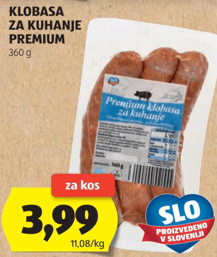 Klobasa za kuhanje Premium 360g: Akcija (Hofer) 30.10.