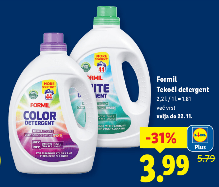Formil Tekoči detergent 2,2l: Akcija (Lidl) 20.11.